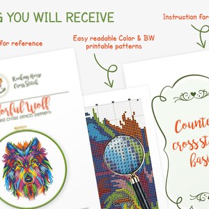 Colorful Wolf Cross Stitch Pattern Abstract Wild Animal Cross Stitch ...