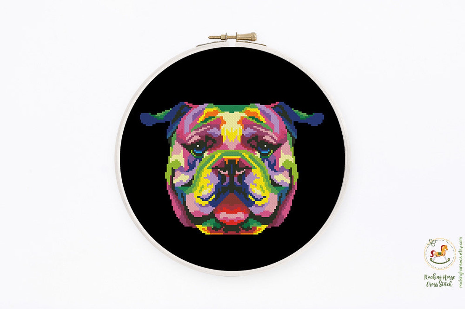 Colorful Bulldog Cross Stitch Pattern Abstract Rainbow Bulldog - Etsy