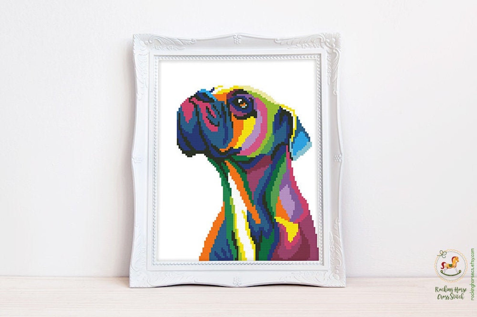 Colorful Boxer Dog Cross Stitch Pattern Abstract Rainbow - Etsy