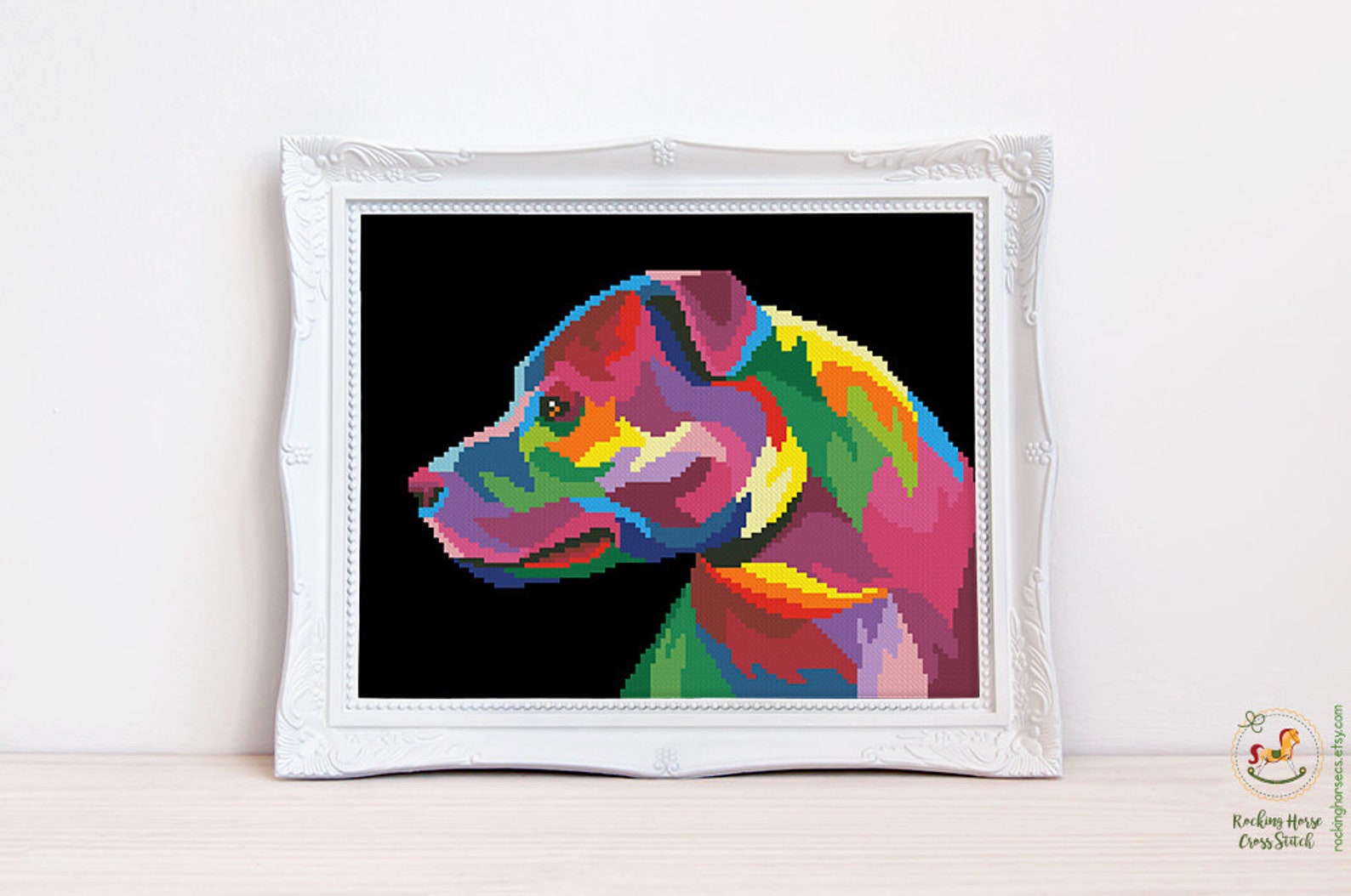 Colorful Pit Bull Cross Stitch Pattern Abstract Rainbow Dog | Etsy