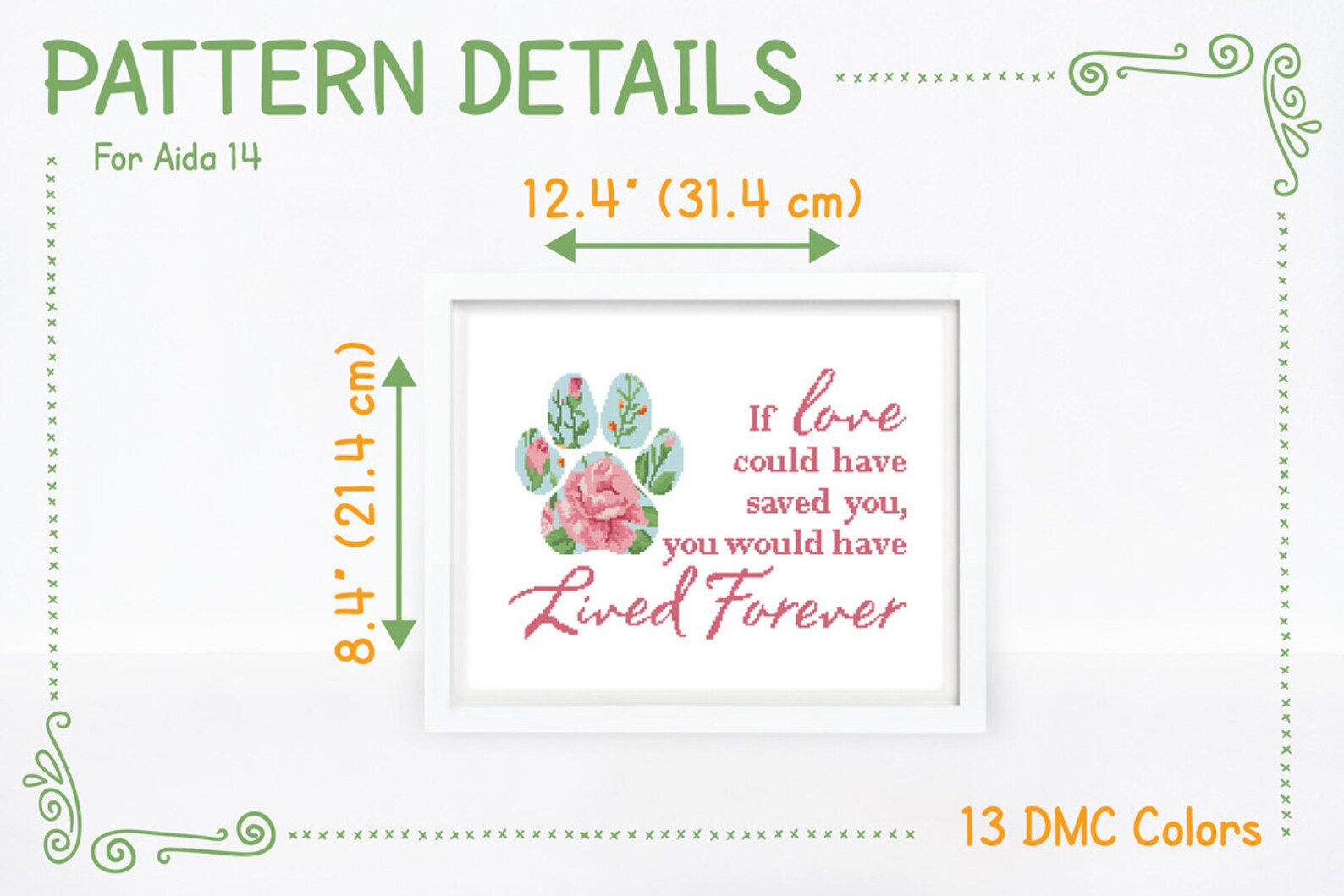 Pet Memorial Cross Stitch Pattern Pet Loss Cross Stitch Floral - Etsy