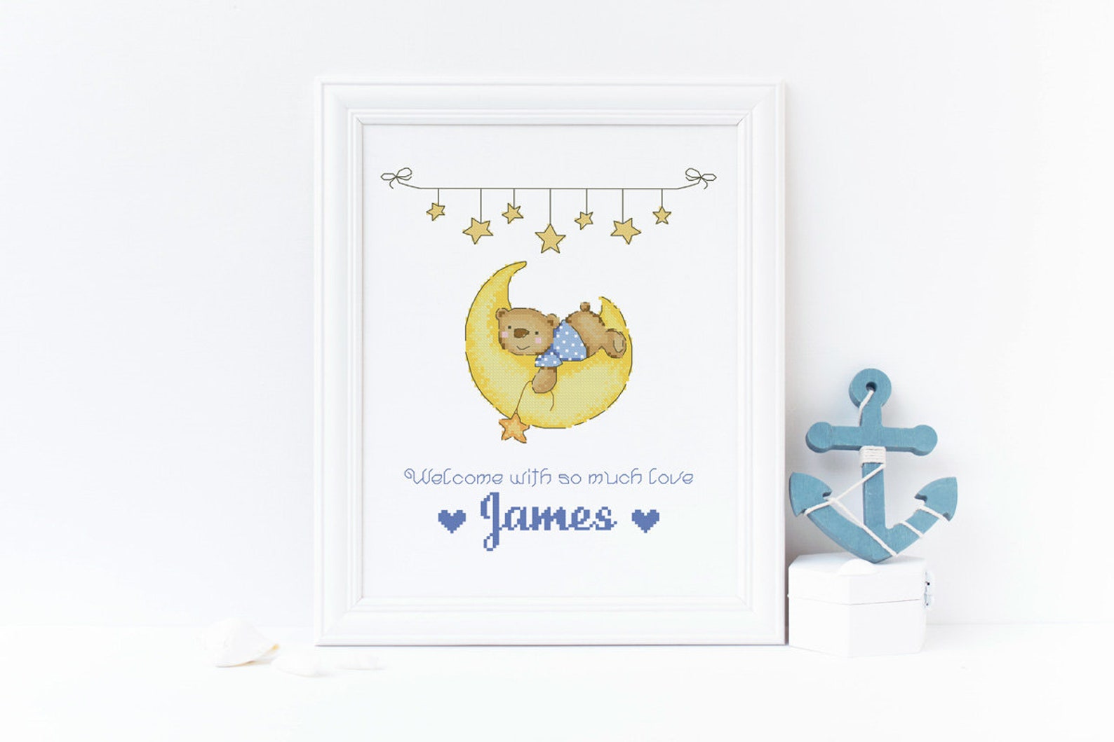 Baby Name Cross Stitch Pattern Birth Announcement Cross Stitch Welcome ...