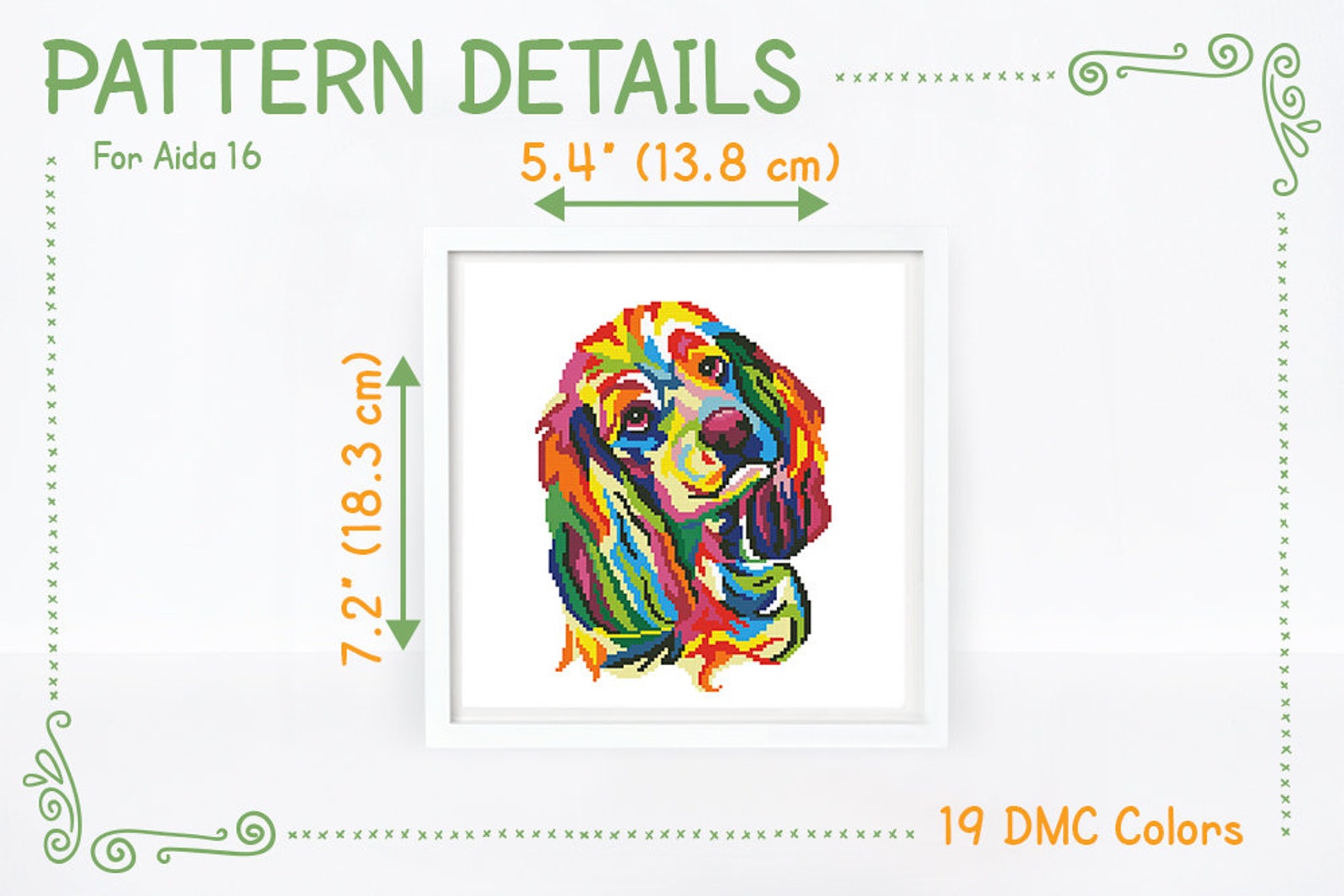 Colorful Cocker Spaniel Cross Stitch Pattern Abstract Rainbow | Etsy