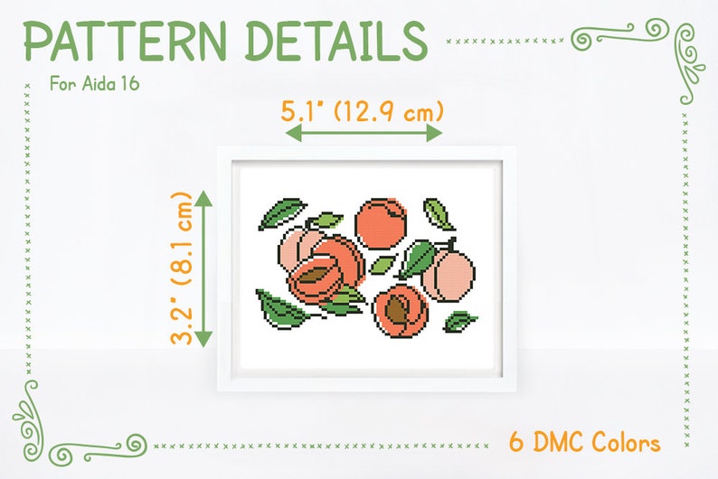 Minimalistic Apricots Cross Stitch Pattern Boho Apricot Cross Stitch ...