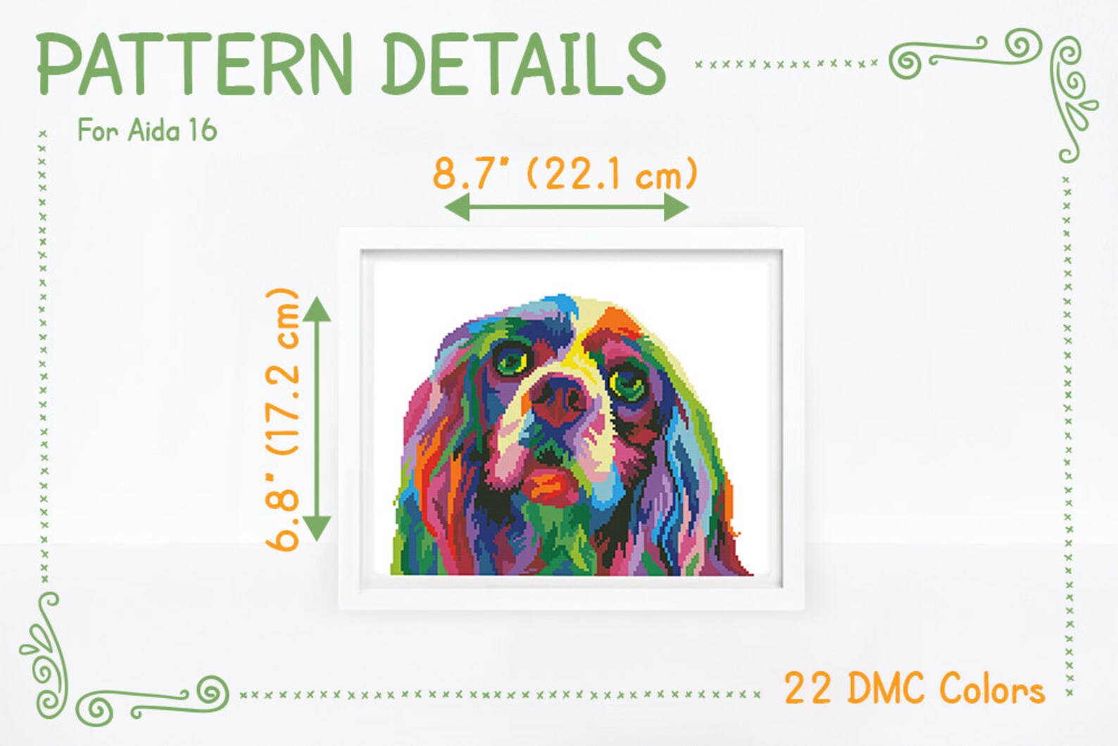 Rainbow Cocker Spaniel cross stitch pattern Abstract colorful | Etsy