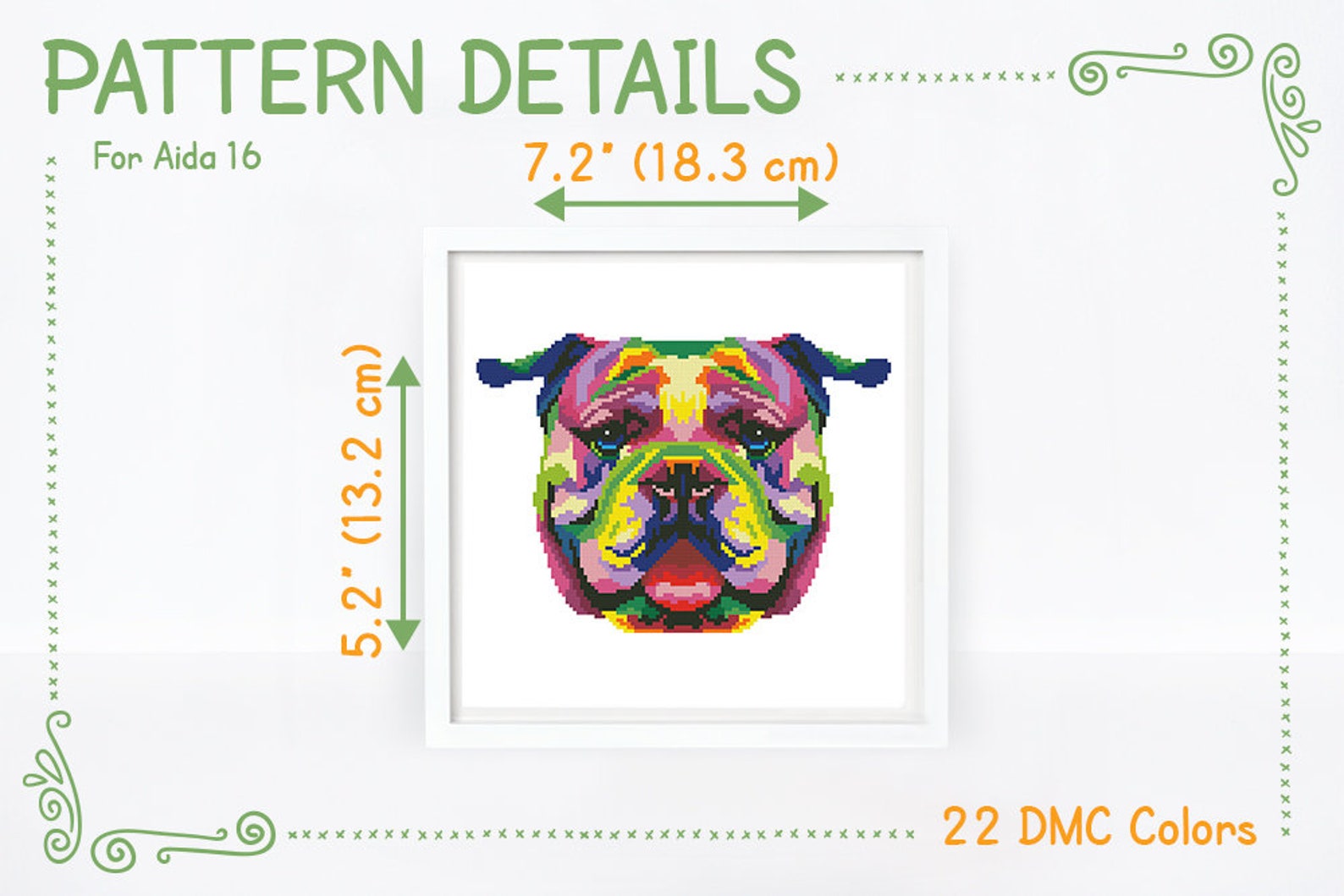 Colorful Bulldog Cross Stitch Pattern Abstract Rainbow Bulldog - Etsy
