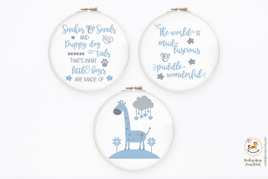 Baby Boy Cross Stitch Pattern Set of 3 Nursery Cross Stitch - Etsy