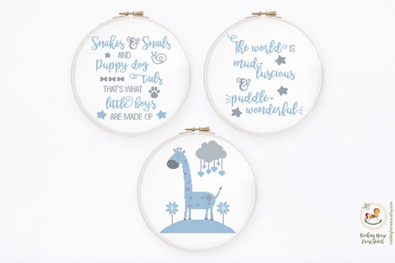 Baby Boy Cross Stitch Pattern Set of 3 Nursery Cross Stitch | Etsy