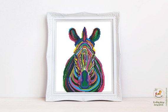 Rainbow Zebra Cross Stitch Pattern Abstract Colorful Zebra | Etsy
