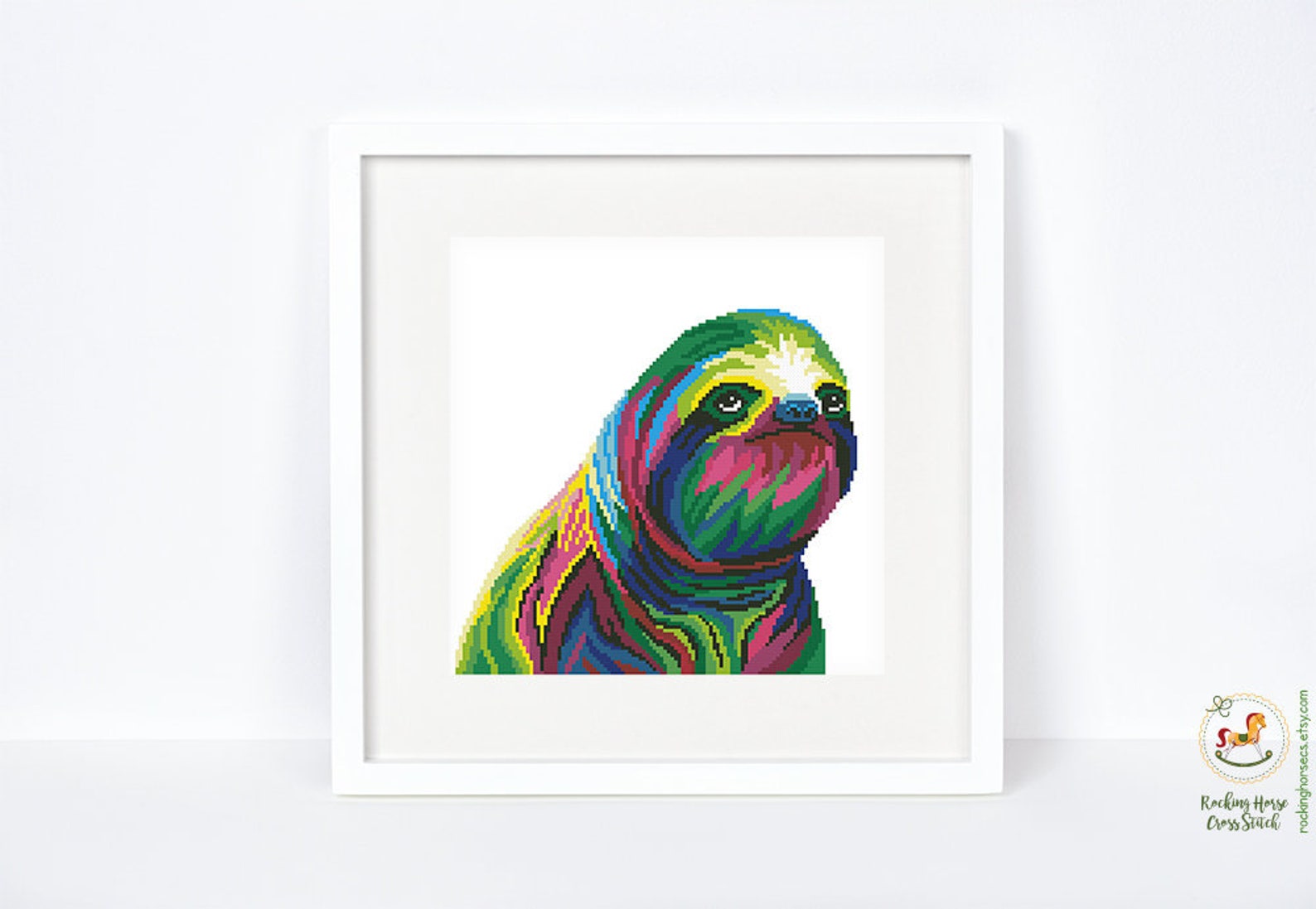 Colorful Sloth Cross Stitch Pattern Abstract Rainbow Animal Cross ...