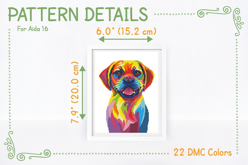 Colorful Puggle Cross Stitch Pattern Abstract Rainbow Puggle | Etsy