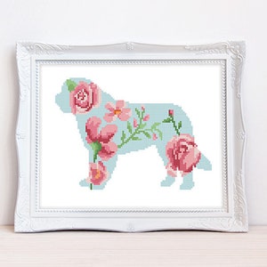 Floral Saint Bernard Cross Stitch Pattern, Watercolor Saint Bernard ...