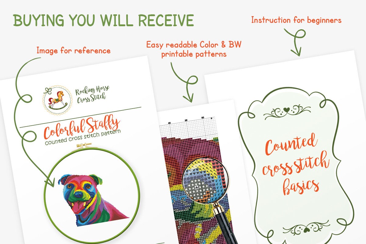 Rainbow Staffy Cross Stitch Pattern Colorful Abstract Staffordshire ...