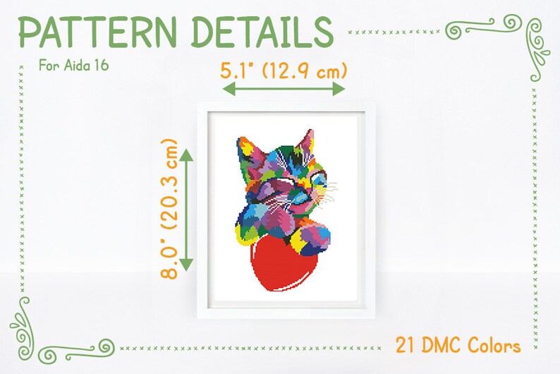 Colorful Cat Cross Stitch Pattern Abstract Rainbow Kitten - Etsy