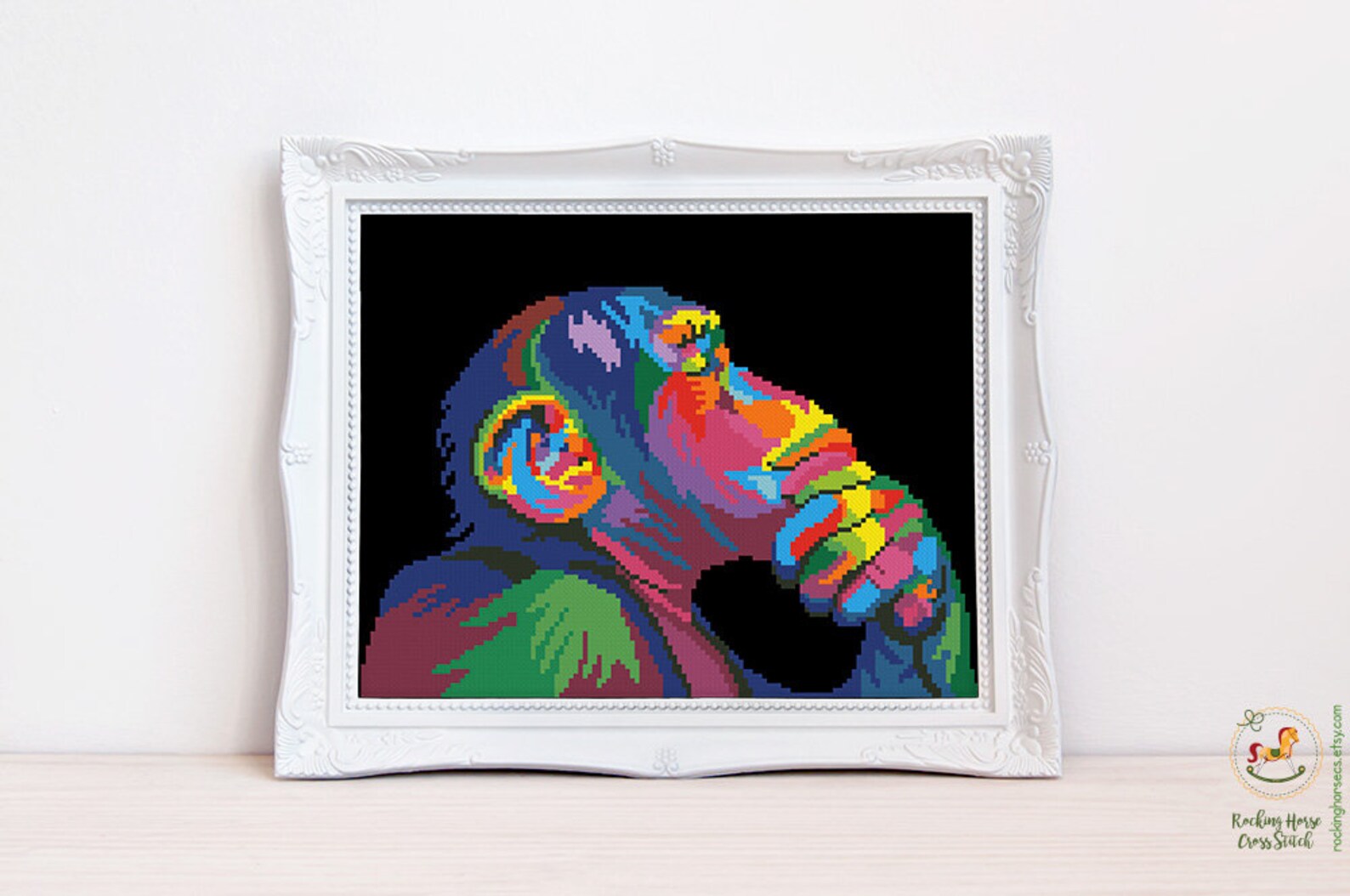 Colorful Monkey Cross Stitch Pattern Rainbow Chimpanzee Cross Stitch ...