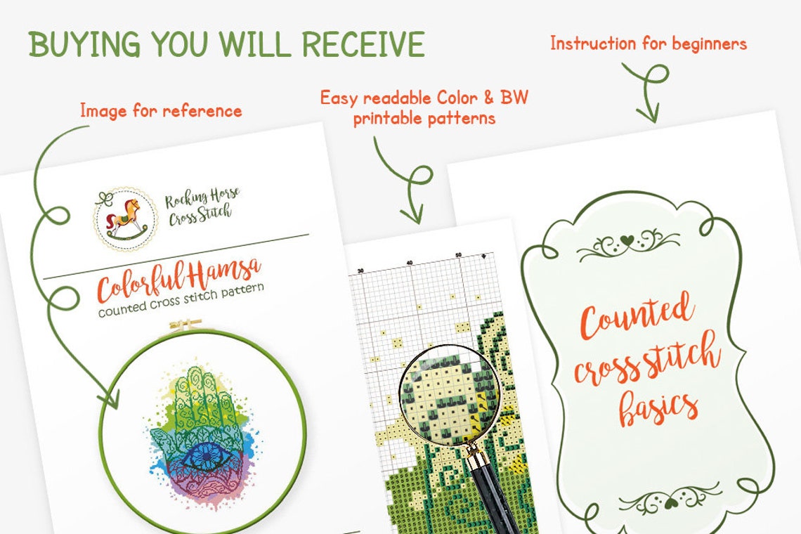 Rainbow Hamsa Hand Cross Stitch Pattern Kabbalah Cross Stitch - Etsy