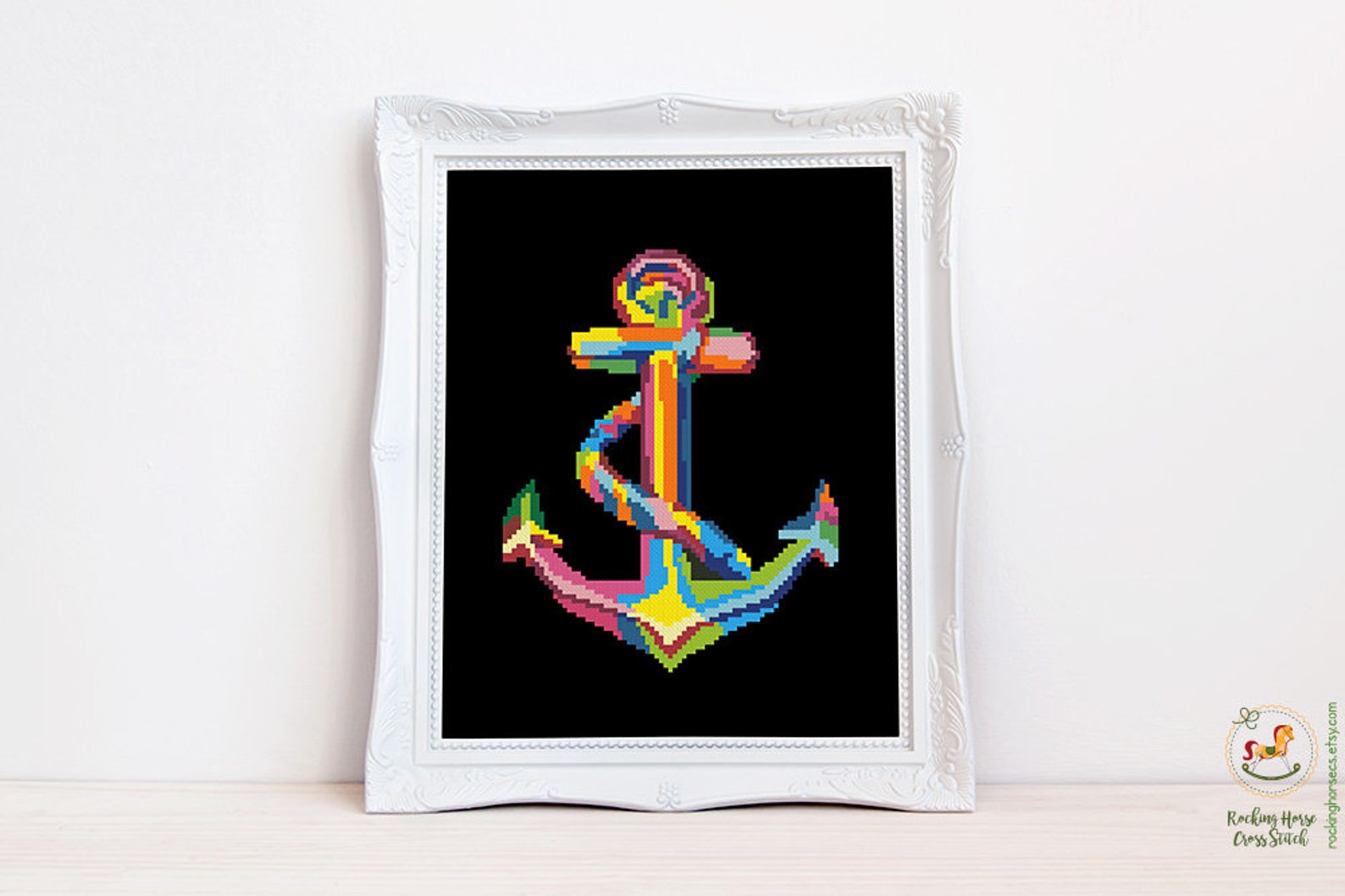 Rainbow Anchor Cross Stitch Pattern Abstract Colorful Anchor Cross ...