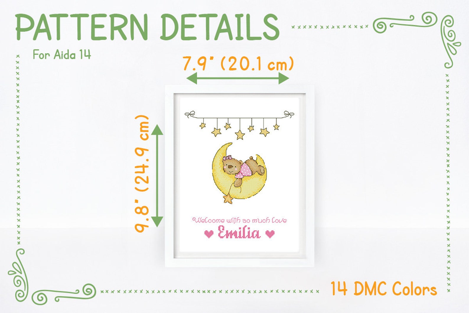 Baby Name Cross Stitch Pattern Birth Announcement Cross Stitch Welcome ...