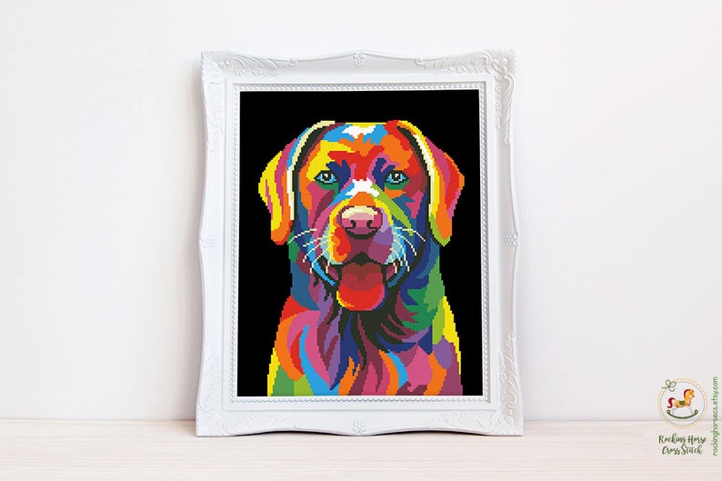 Colorful Labrador Retriever Cross Stitch Pattern Abstract - Etsy