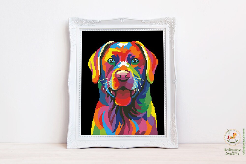 Colorful Labrador Retriever Cross Stitch Pattern Abstract | Etsy