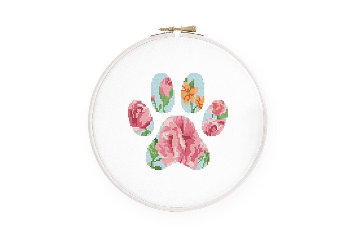 Cat Paw Cross Stitch Pattern Cat Lady Cross Stitch Floral - Etsy