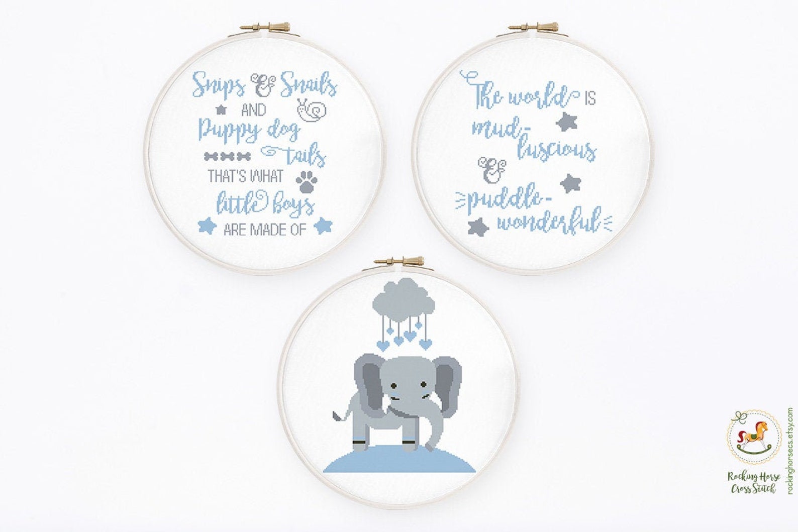 Baby Boy Cross Stitch Pattern Set of 3 Nursery Cross Stitch | Etsy