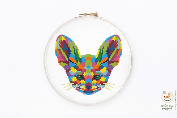 Colorful Fennec Cross Stitch Pattern Abstract Rainbow Fennec | Etsy