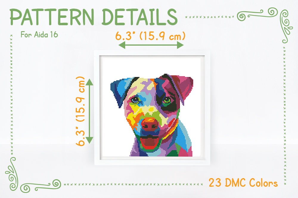 Rainbow Terrier Cross Stitch Pattern Abstract Colorful Terrier | Etsy