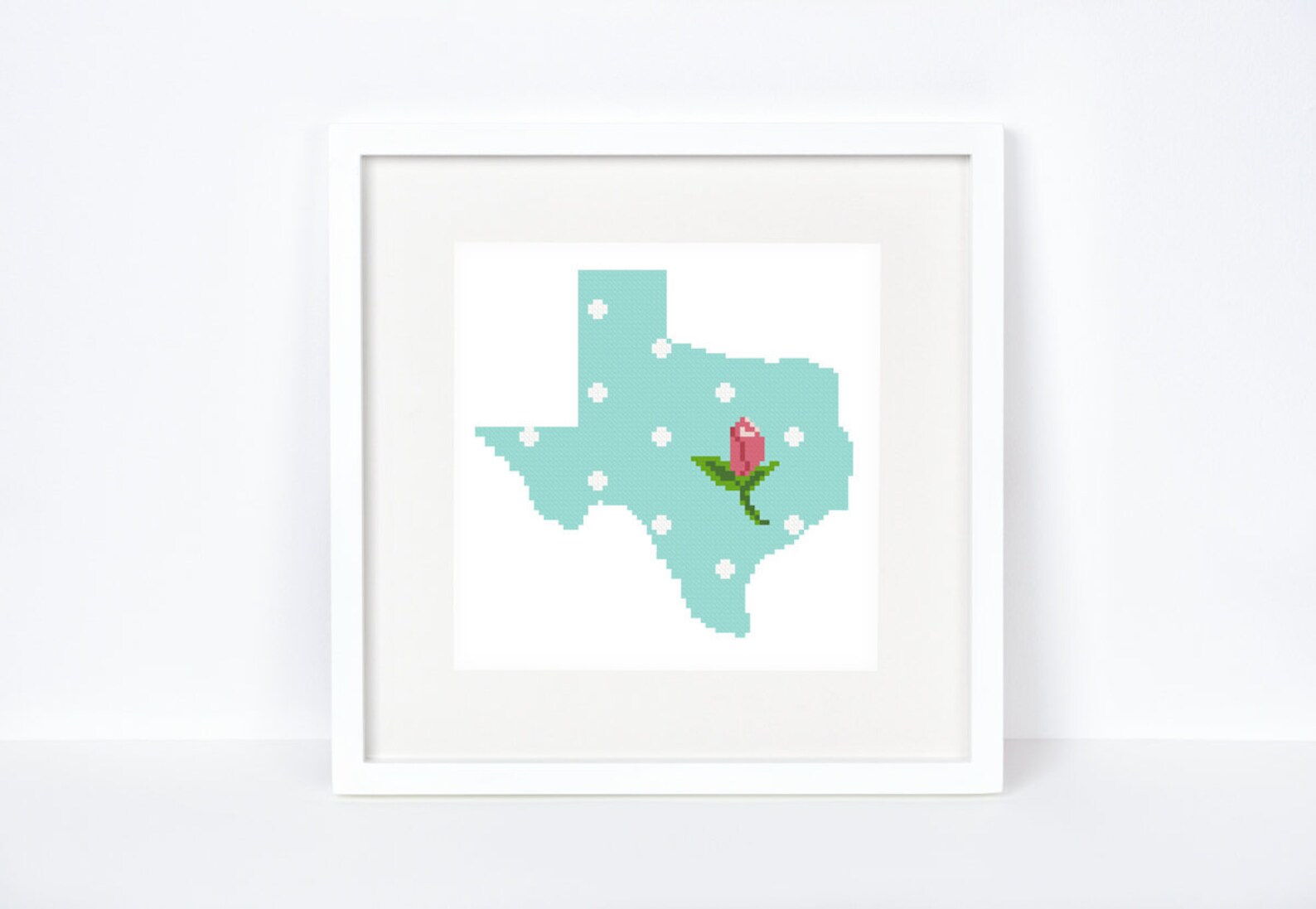 Floral Texas Cross Stitch Pattern US State Cross Stitch Map | Etsy