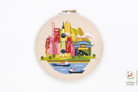 Shanghai Cross Stitch Pattern China Cross Stitch Asia Cross - Etsy