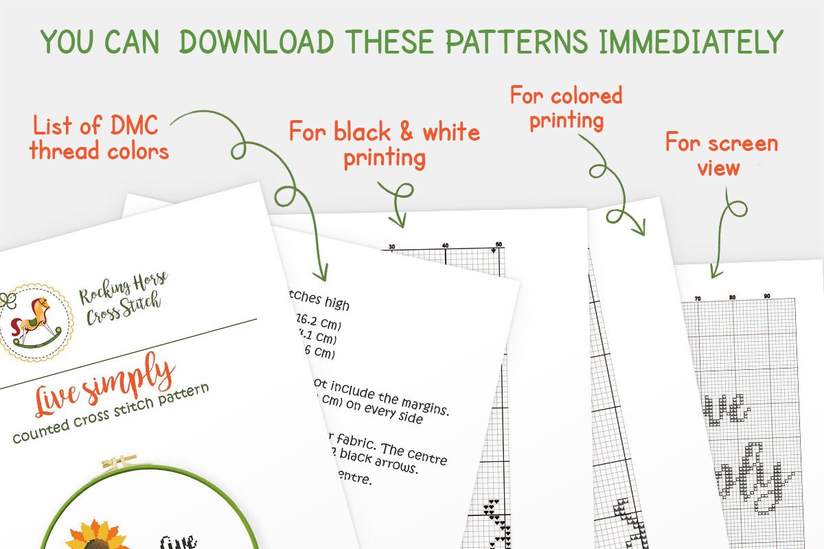 Live Simply Cross Stitch Pattern Inspirational Quote Cross - Etsy