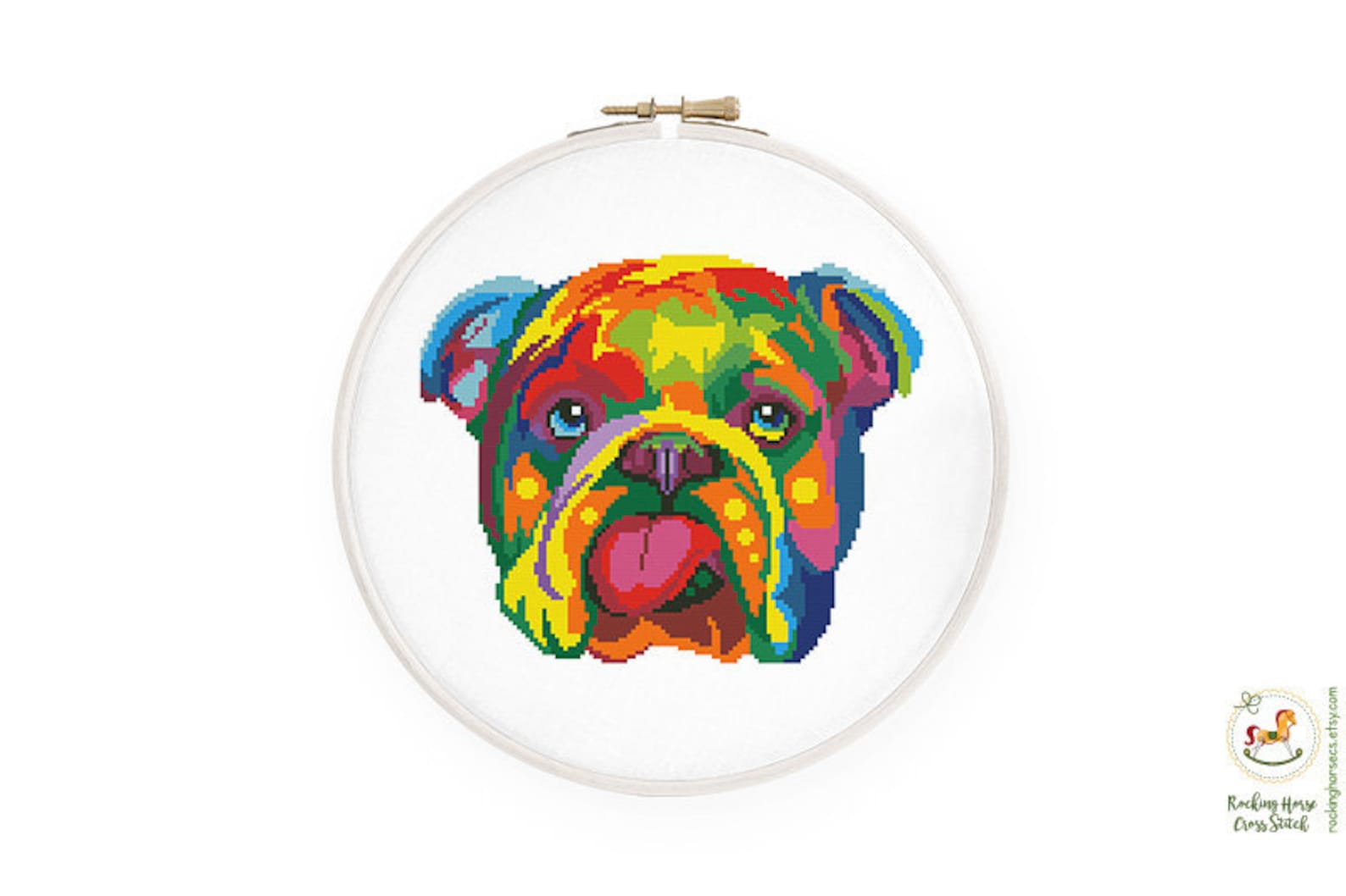Colorful English Bulldog Cross Stitch Pattern Abstract Bulldog - Etsy