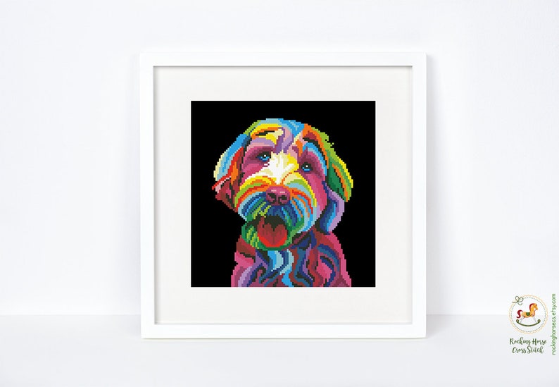 Colorful Labradoodle Cross Stitch Pattern Abstract Rainbow - Etsy