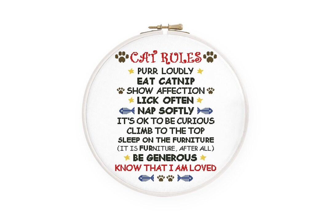 Funny Cat Rules Cross Stitch Pattern Pet Cross Stitch Crazy Etsy funny-cat-rules-cross-stitch-pattern-pet-cross-stitch-crazy-etsy