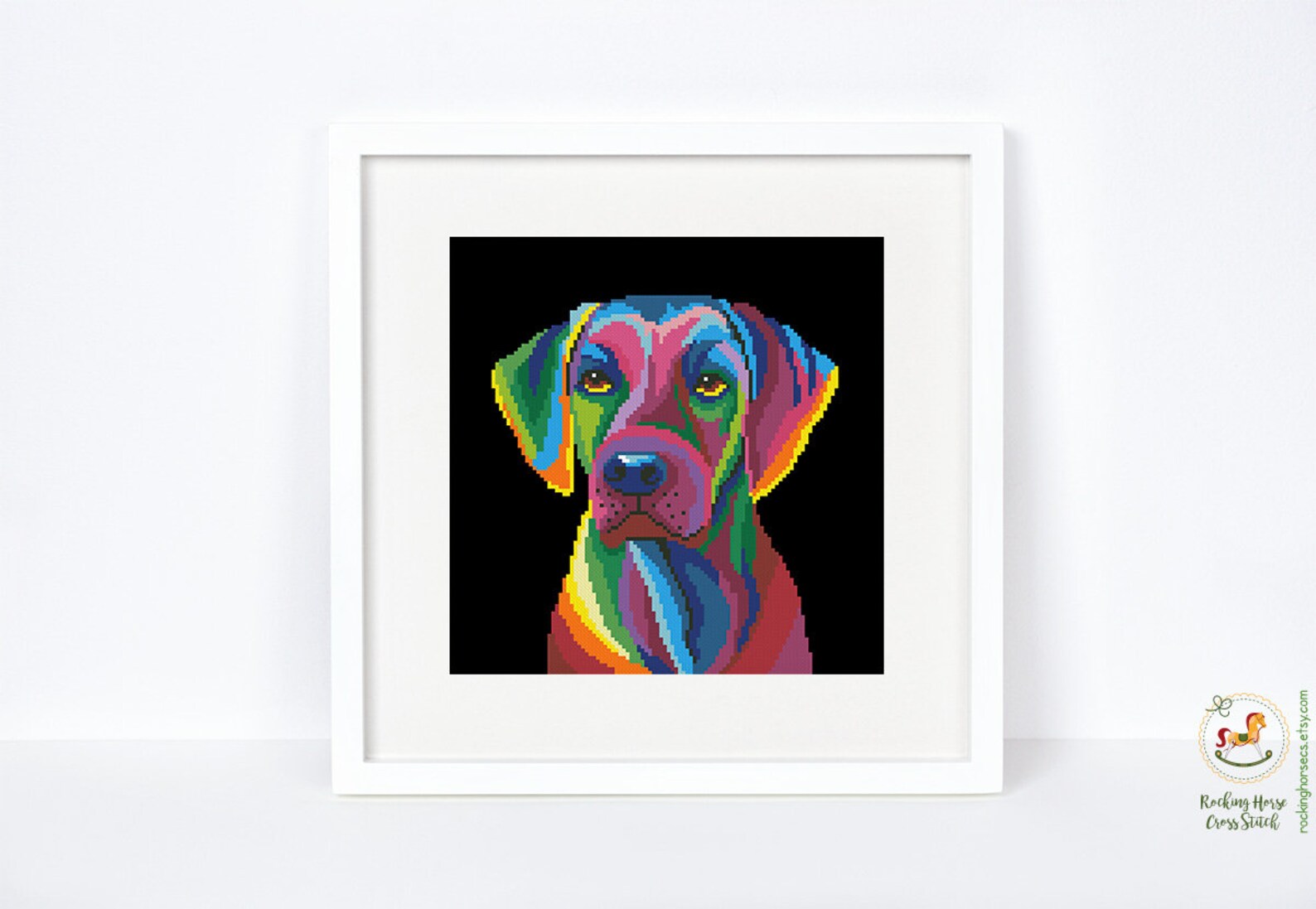 Rainbow Rhodesian Ridgeback Cross Stitch Pattern Abstract | Etsy