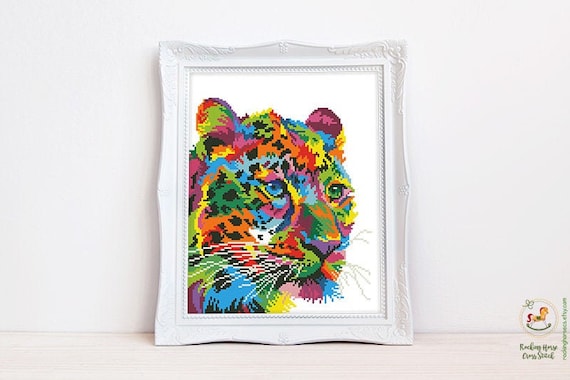 Colorful Leopard Cross Stitch Pattern Abtstract Rainbow | Etsy