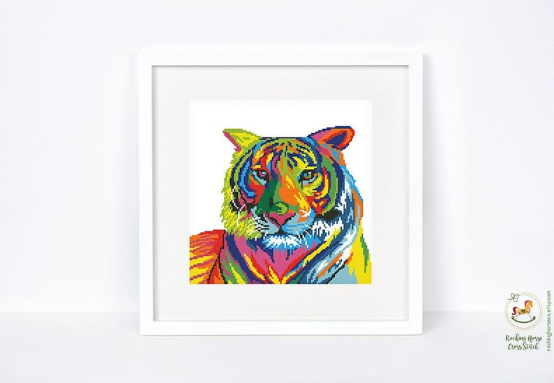 Colorful Tiger Cross Stitch Pattern Abstract African Animal | Etsy