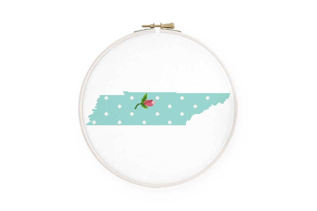 Floral Tennessee Cross Stitch Pattern USA State Cross Stitch Map Cross ...