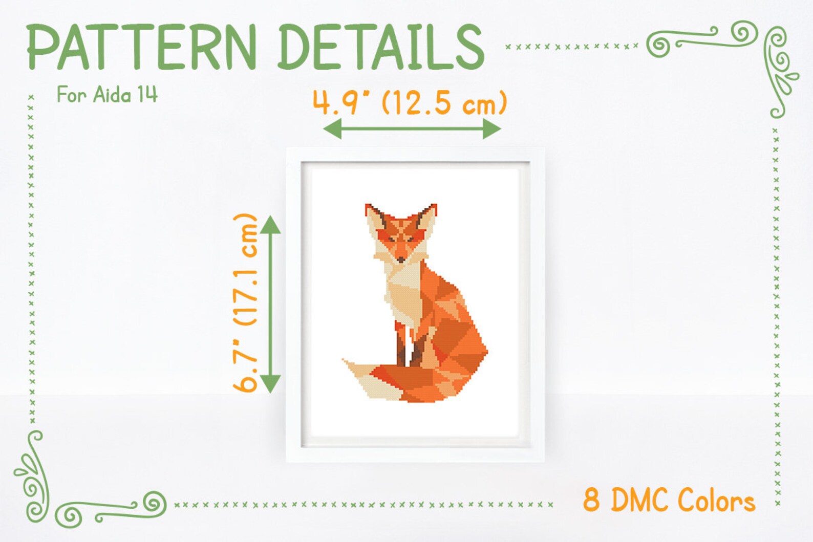 Geometric Fox Cross Stitch Pattern Modern Wild Animal Cross - Etsy