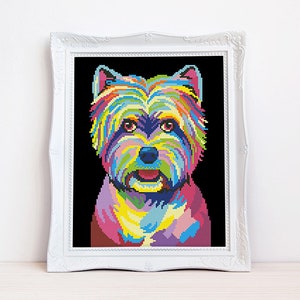 Colorful Westie Cross Stitch Pattern Abstract West Highland White ...