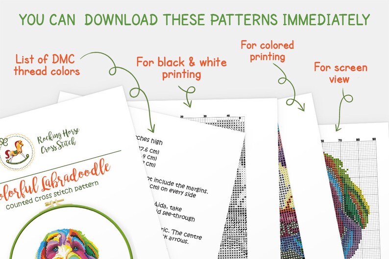 Colorful Labradoodle Cross Stitch Pattern Abstract Rainbow - Etsy