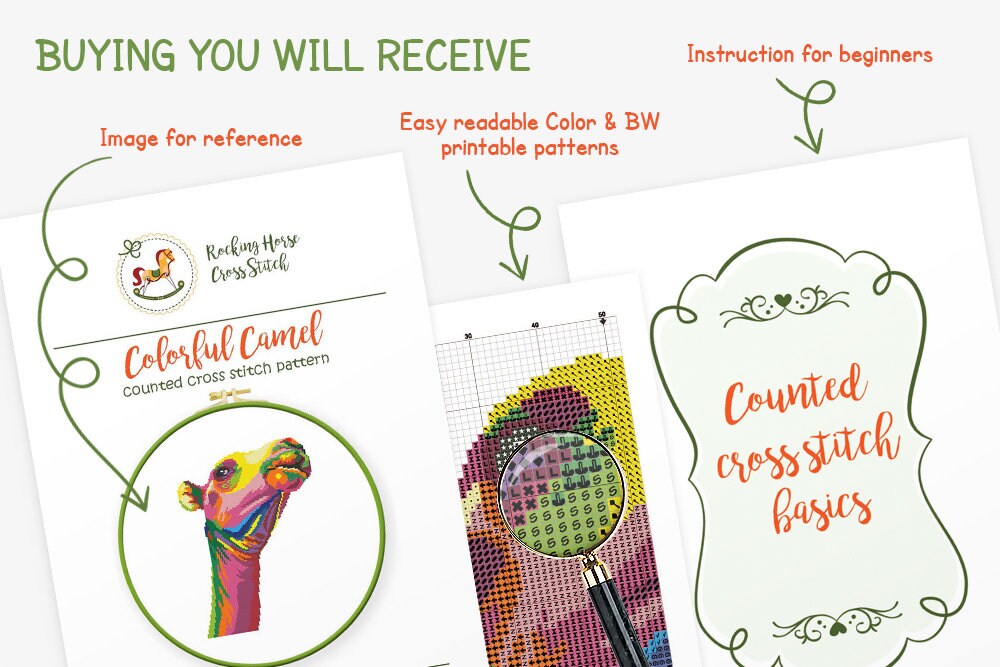 Colorful Camel Cross Stitch Pattern Abstract Desert Animal | Etsy