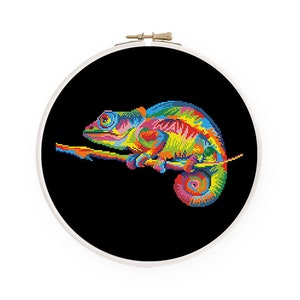 Colorful Chameleon Cross Stitch Pattern Abstract Chameleon Rainbow ...