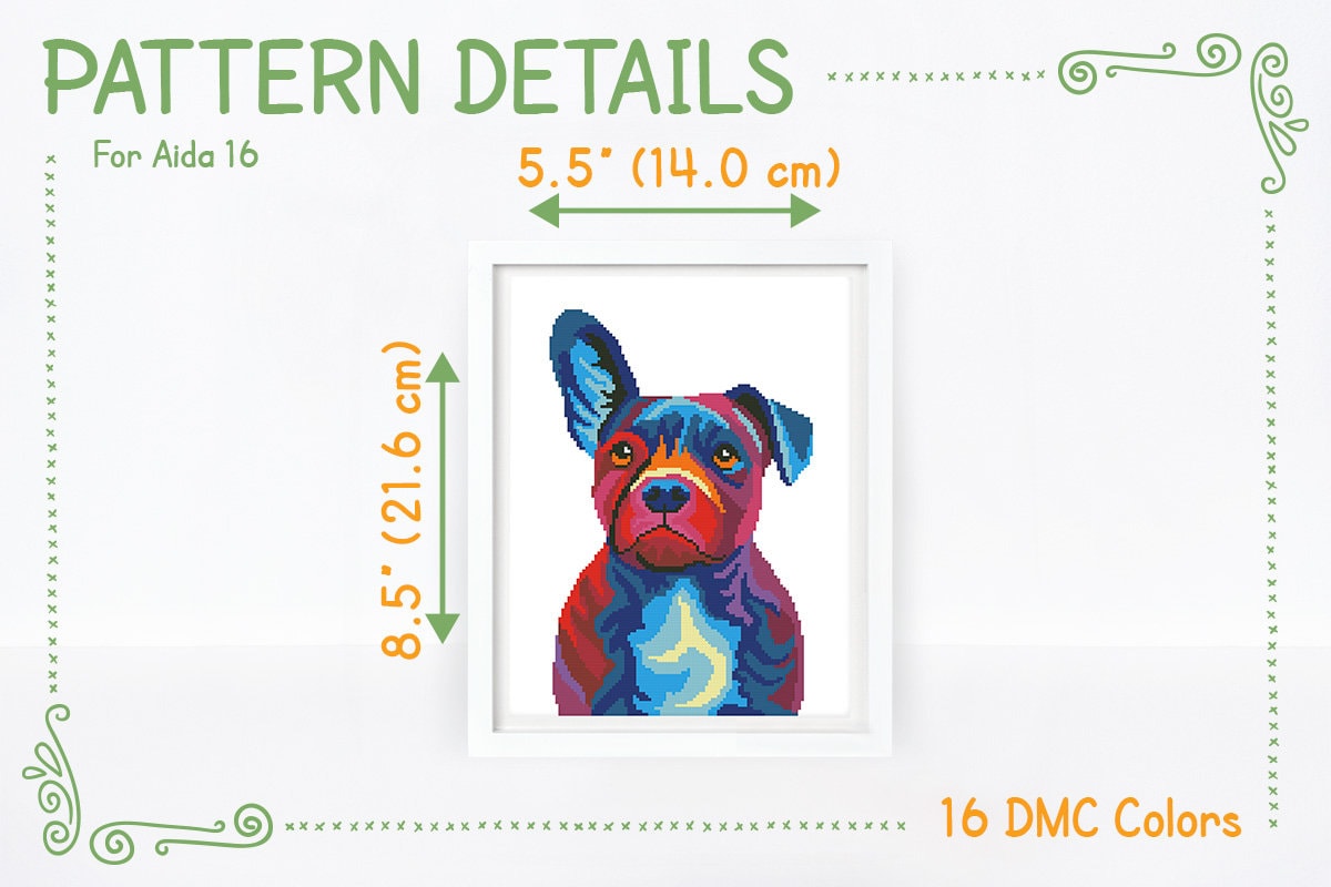 Rainbow Staffy Cross Stitch Pattern Colorful Abstract Staffordshire ...