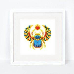 Sacred Scarab Cross Stitch Pattern, Rainbow Beetle, Colorful Scarabaeus ...