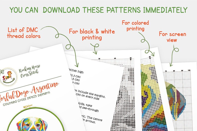 Colorful Dogo Argentino Cross Stitch Pattern Abstract Rainbow - Etsy