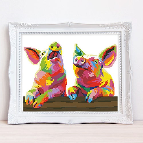 Colorful Bunny Cross Stitch Pattern Abstract Rainbow Rabbit - Etsy