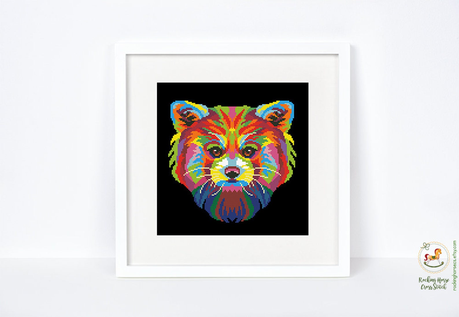 Rainbow Red Panda Cross Stitch Pattern Abstract Colorful Bear - Etsy