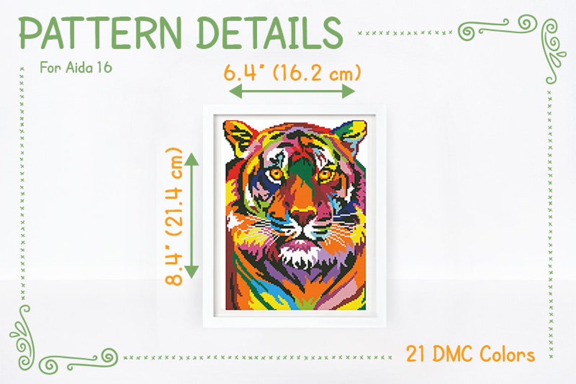 Colorful Tiger Cross Stitch Pattern Mandala Rainbow Tiger - Etsy