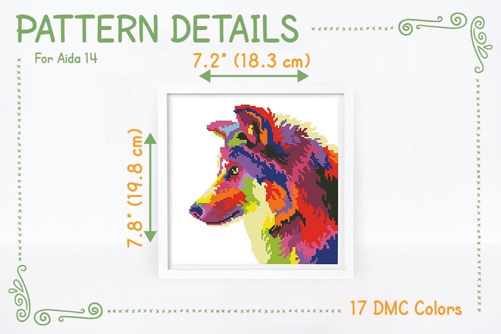 Colorful Wolf Cross Stitch Pattern Abstract Wild Animal Cross | Etsy